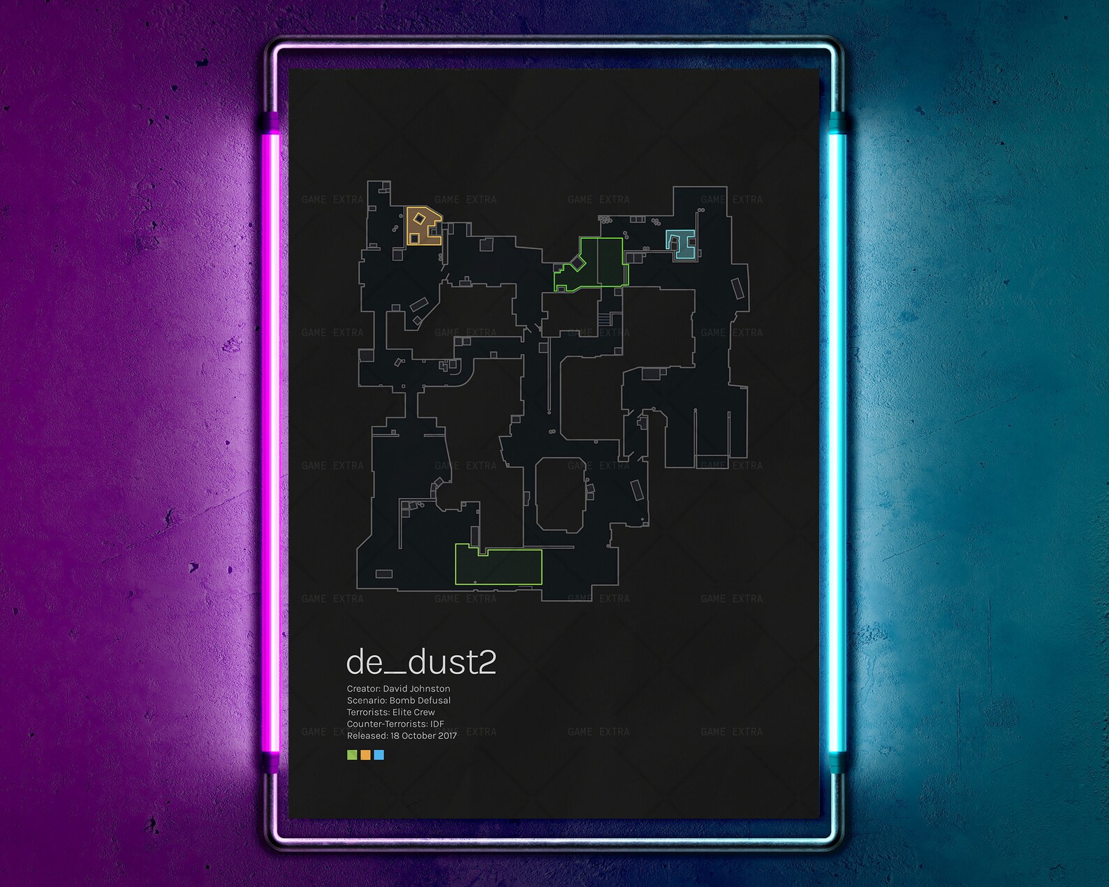 Counter-strike X Dust II Map Poster Game Wall Art Poster Print Art ...