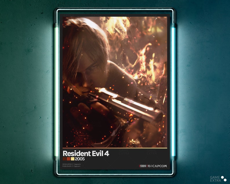 Resident Evil 4 Poster Light & Dark Mode Minimalist Physical Print ...