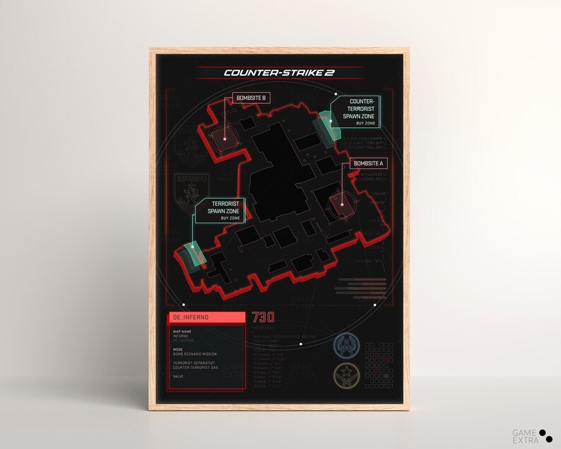 Counter-strike X Inferno Map Poster Game Wall Art Poster Print Art ...