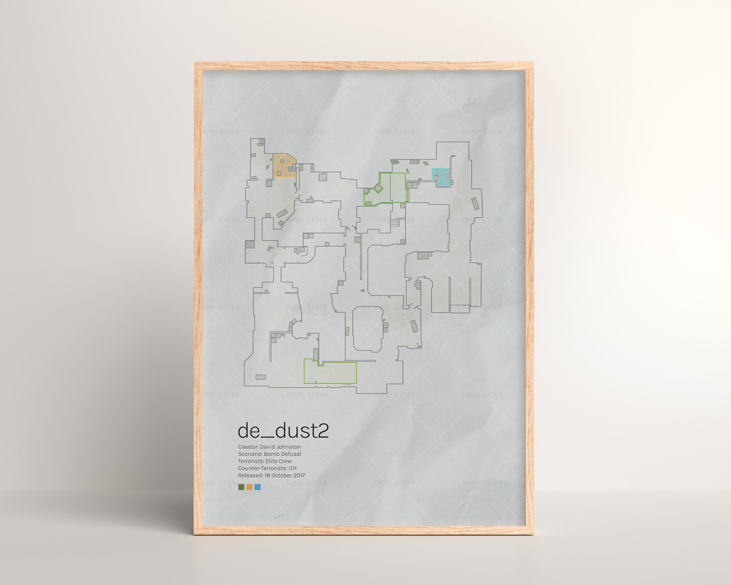 Counter-strike X Dust II Map Poster Game Wall Art Poster Print Art ...