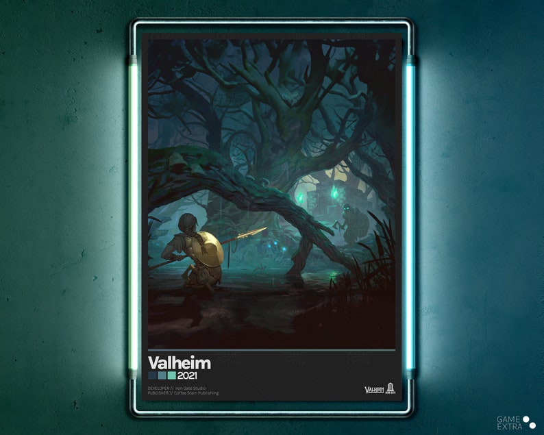 Valheim Poster Light & Dark Mode Minimalist Physical Print Video Game ...