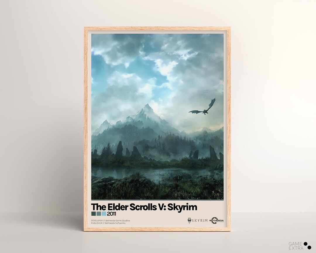 Skyrim Poster [ Light & Dark Mode | Minimalist | Physical Print | Video ...