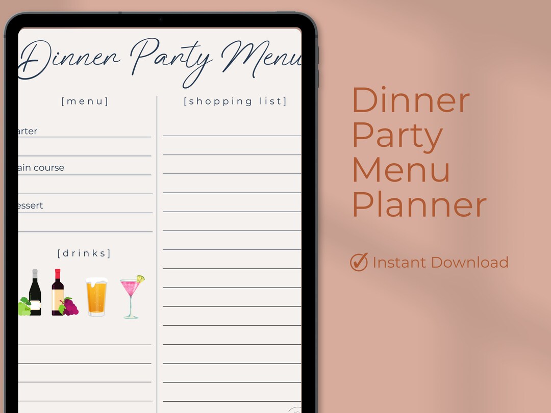 Dinner Party Menu Planner - Etsy