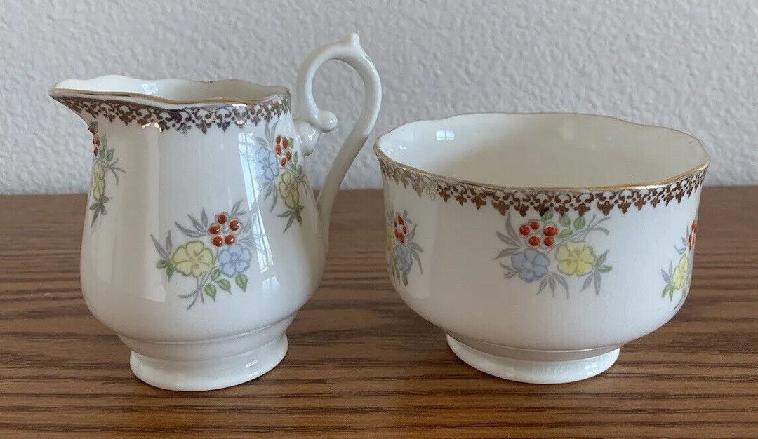 Vintage SALISBURY CROWN Open Sugar & Creamer Bone China Made in England ...
