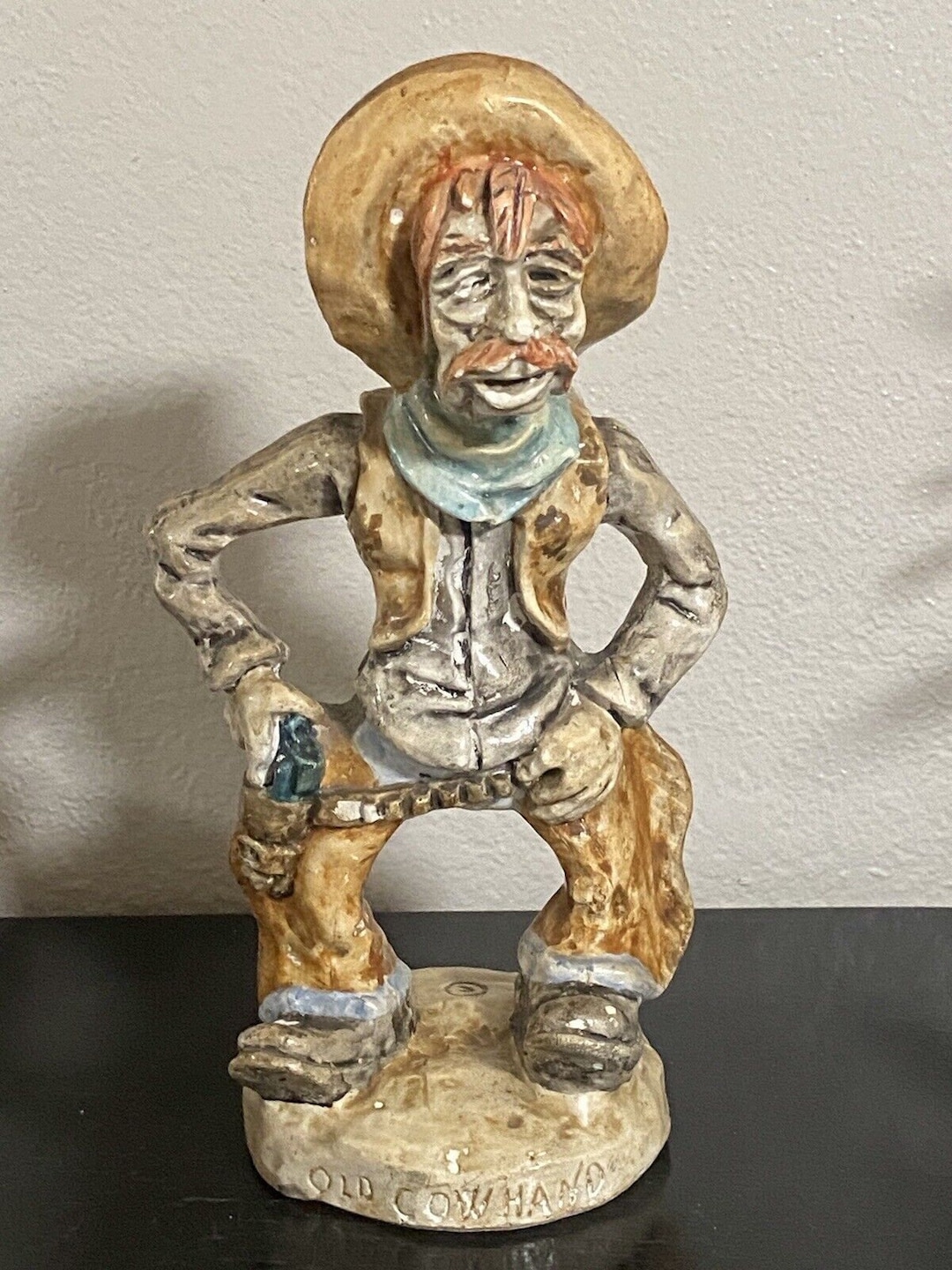 Vintage Old Cowhand Cowboy Chalkware Figurine Hand Painted Old West - Etsy