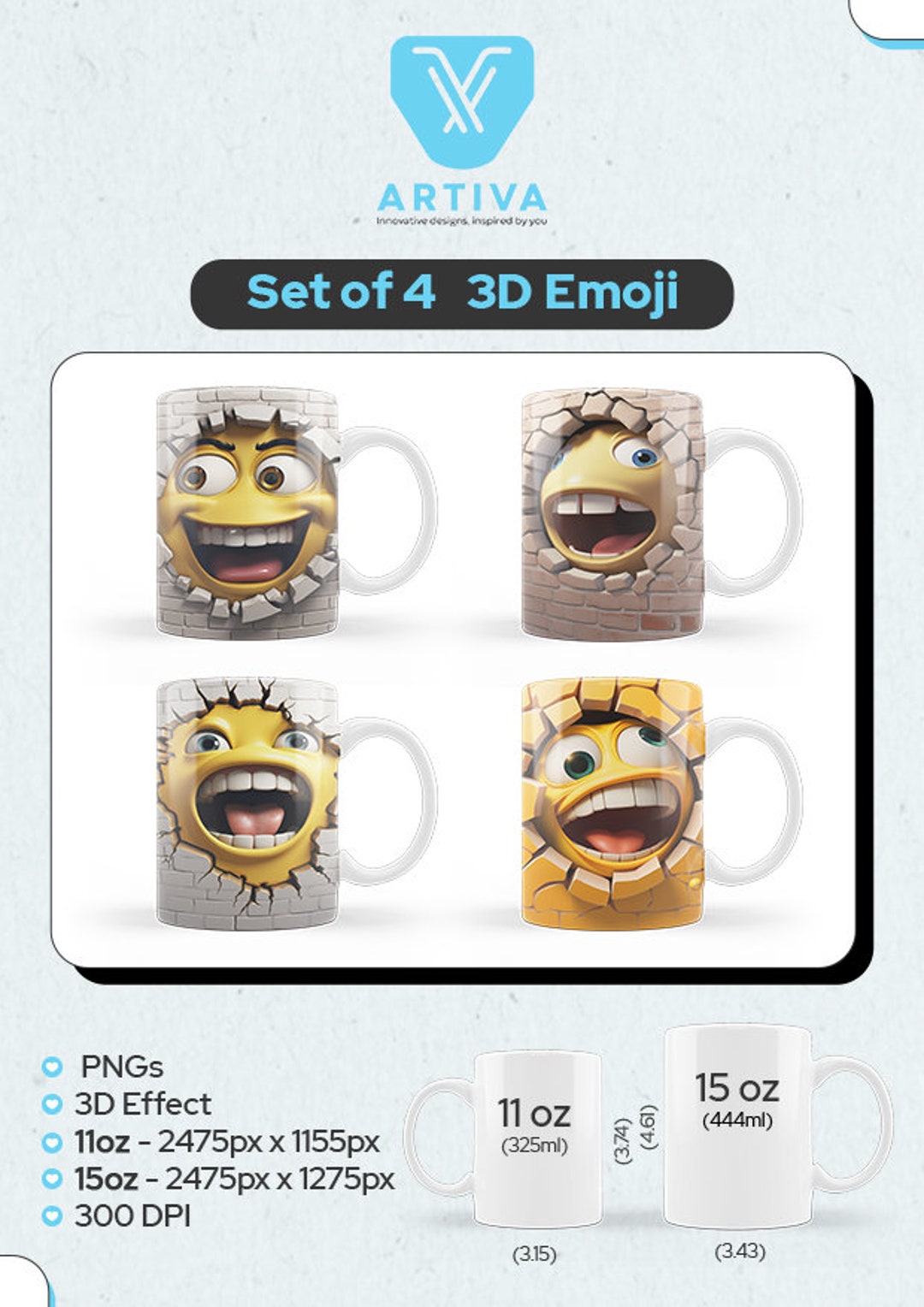 Cringe Moments: 3D Grimacing Face Emoji Digital Design Mug - Etsy
