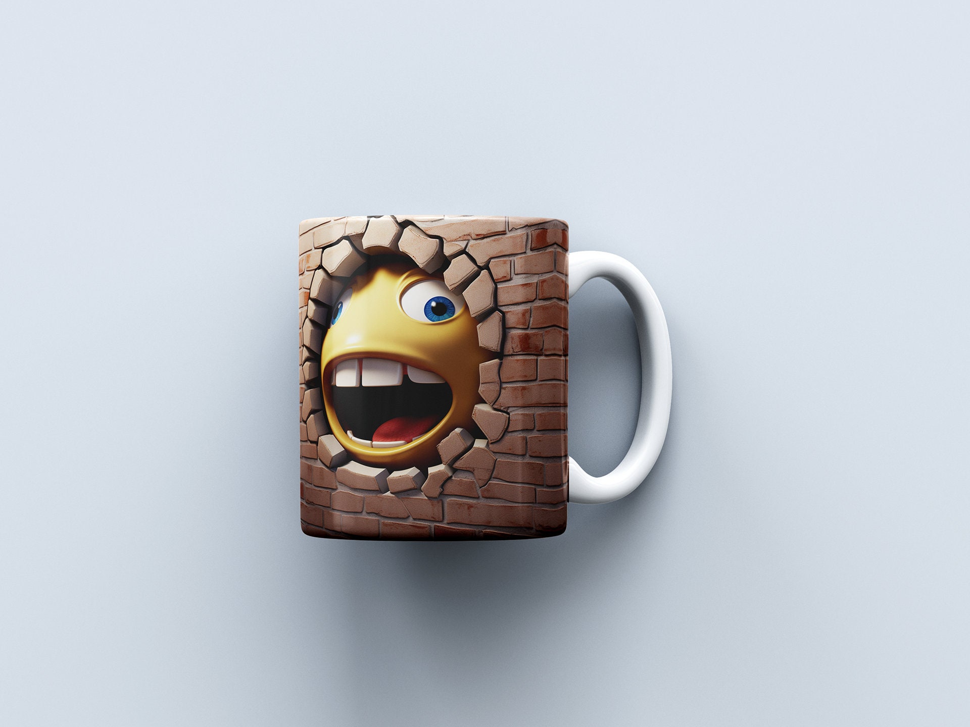 Cringe Moments: 3D Grimacing Face Emoji Digital Design Mug - Etsy