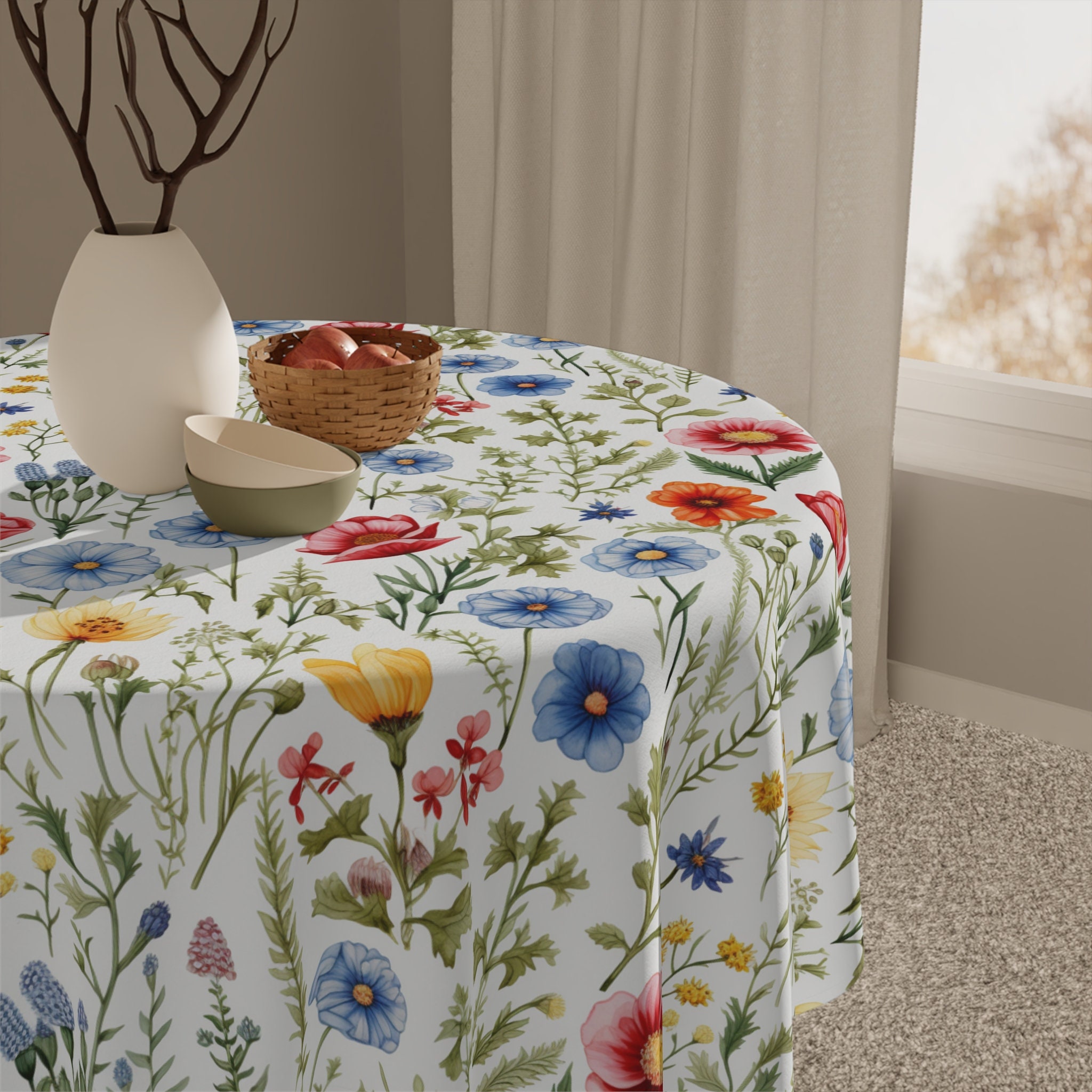 Texas Wildflowers Country Square Tablecloth Cotton or Polyester Kitchen ...