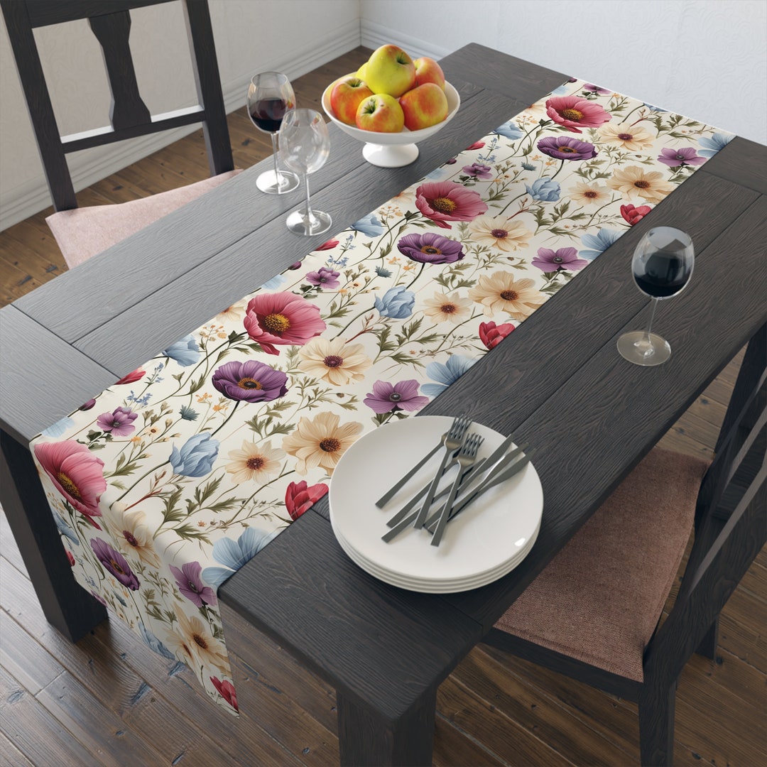 Wildflowers Table Runner Choice of Cotton or Poly Kitchen Decor Dining ...
