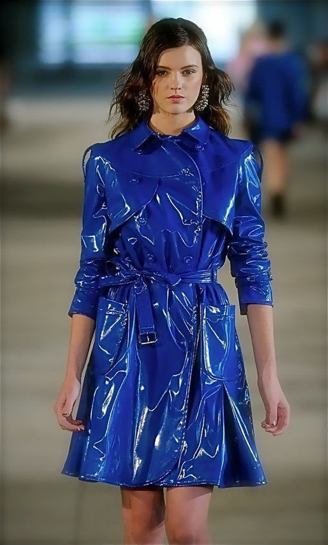 Women's New Blue PVC Trench Vinyl Shinny Coat All Sizes - Etsy