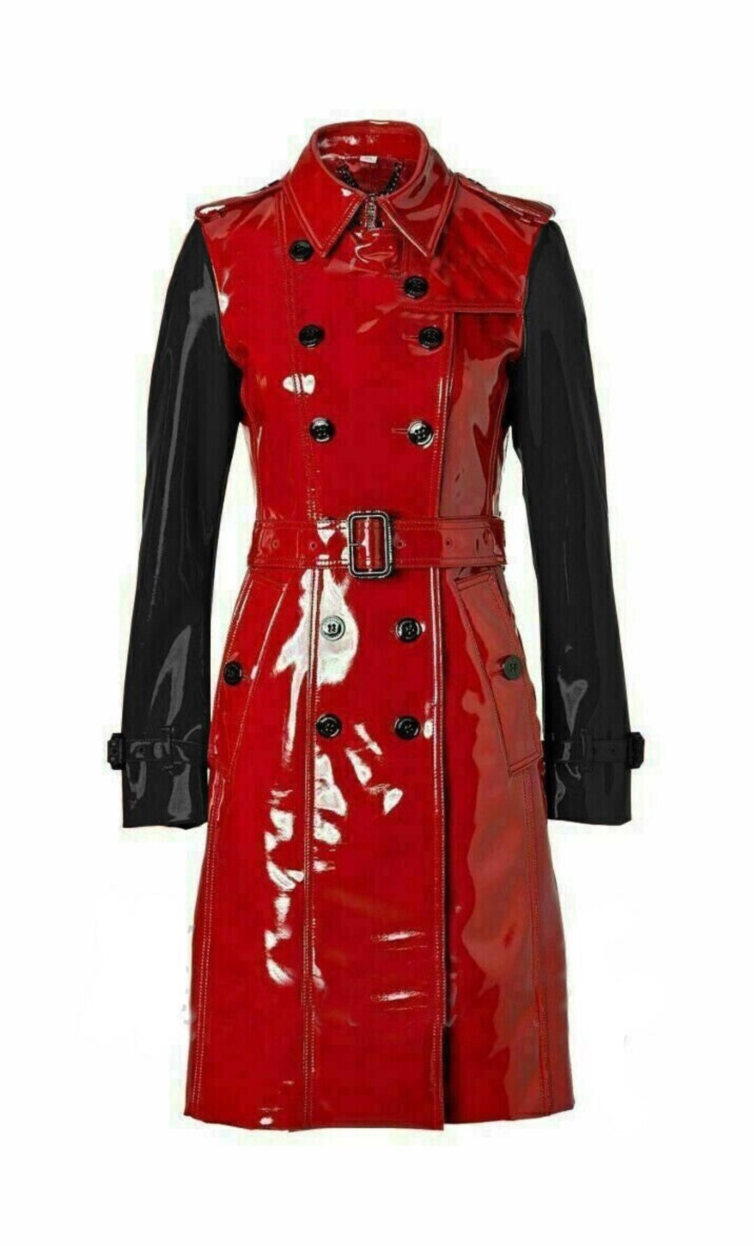 New Double Tone RED and Black PVC Trench Vinyl Shinny Coat - Etsy