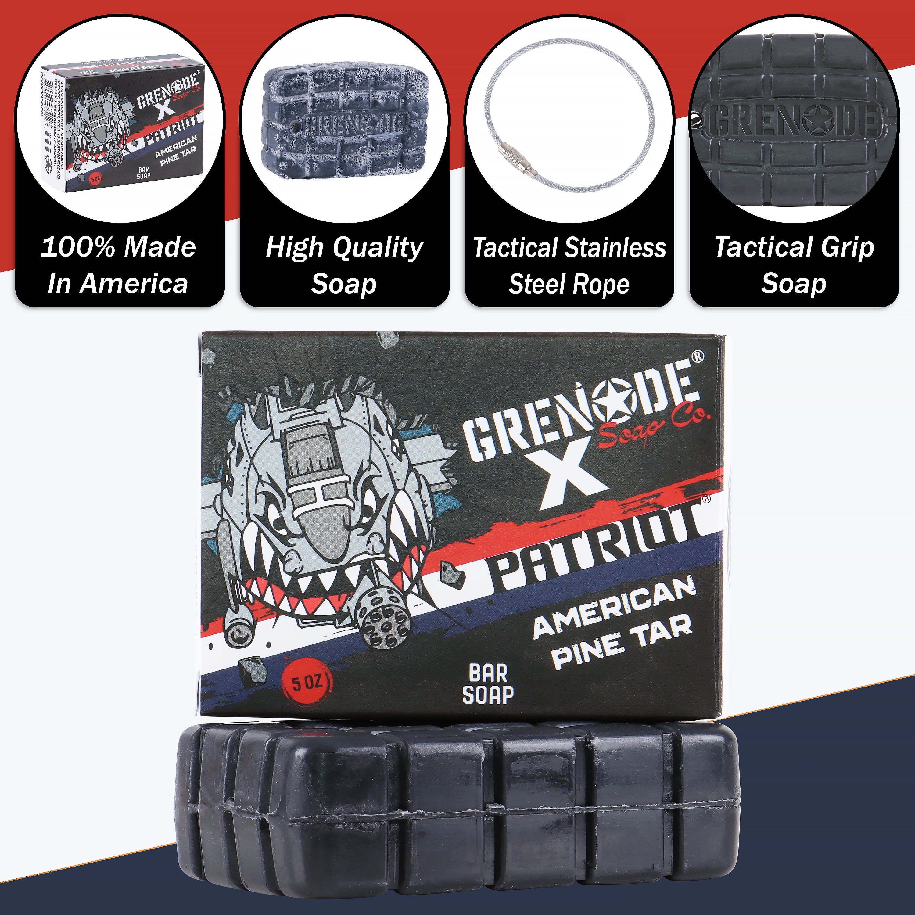 GRENADE® Soap Co. X PATRIOT® Pine Tar Men's Bar Soap, Gift for Men, Men ...