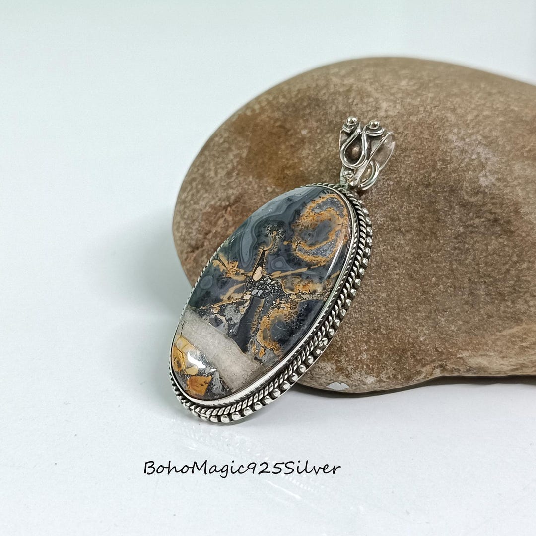 Ocean Jasper Pendant Gemstone Pendant Sterling Silver Jewelry Pendant ...