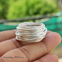 Unique Silver Beaded Ring - Adjustable Multi-row Band. - Etsy