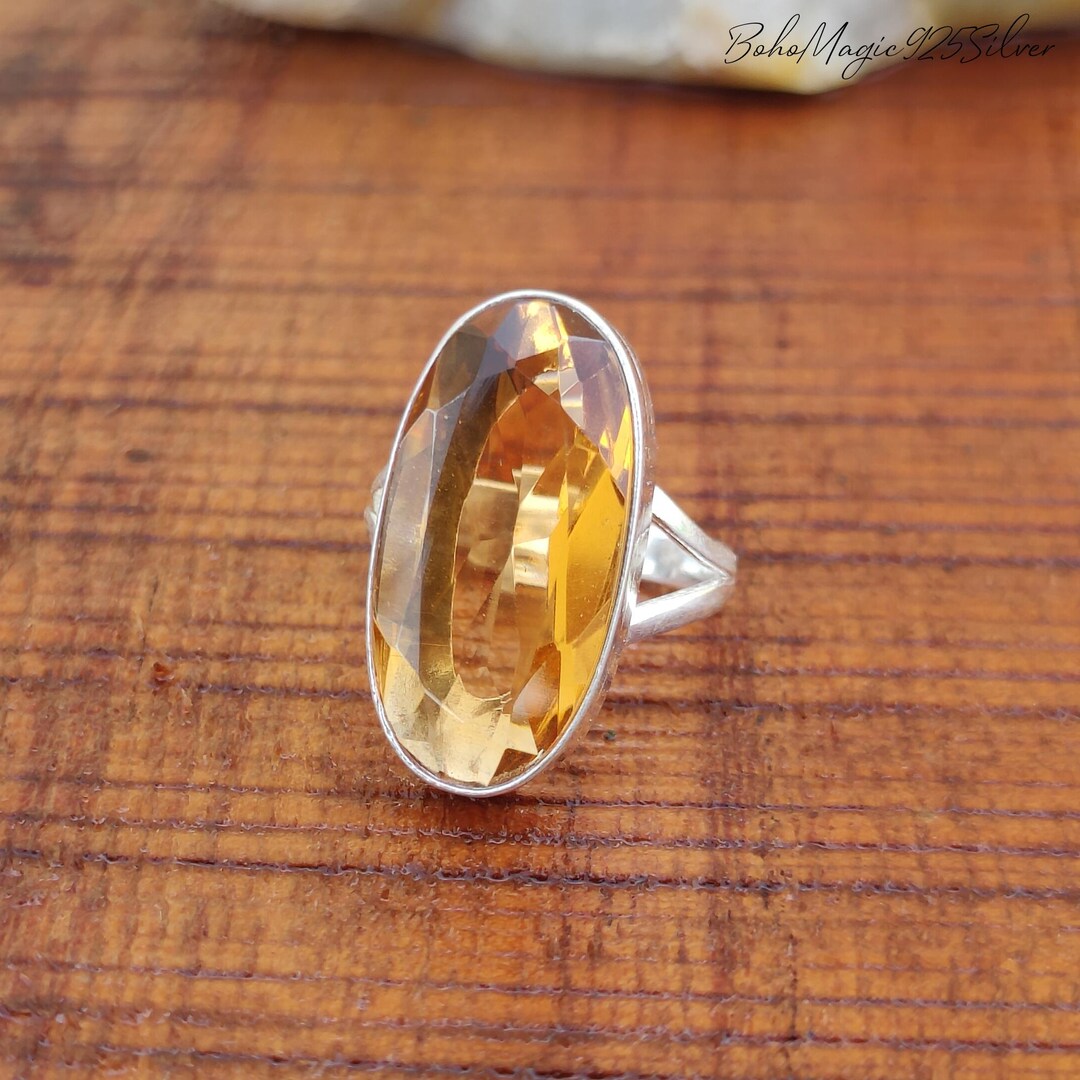 Handmade Citrine Ring: Oval Sterling Silver Statement Jewelry - Etsy