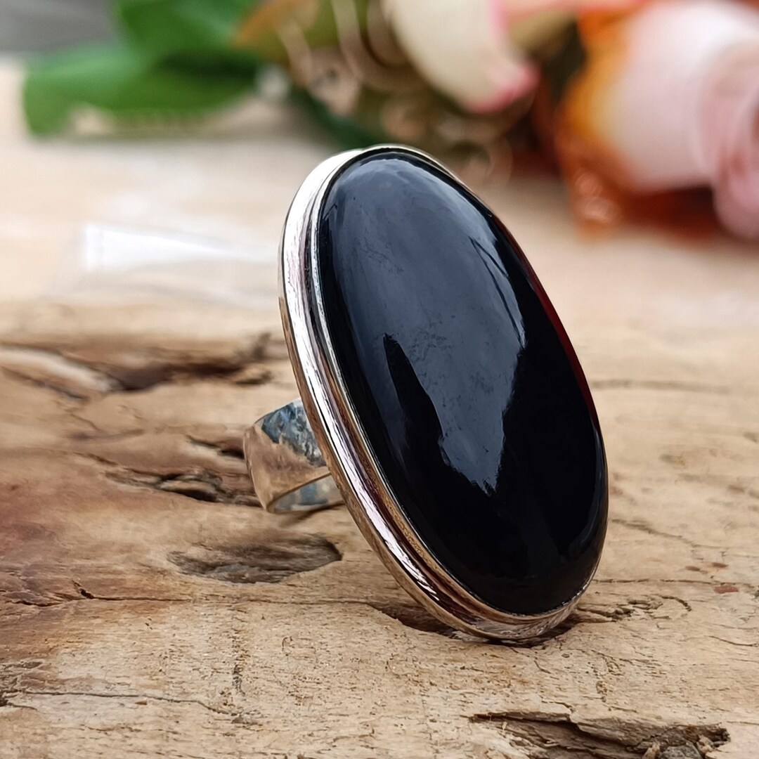 Natural Black Onyx Ring* Promise Ring* Handmade Silver Ring* 925 ...