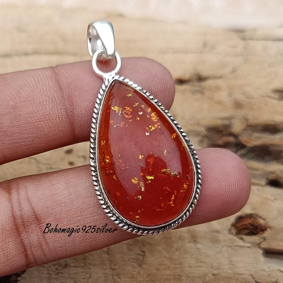 Genuine Amber Pendant/necklace, 925 Sterling Silver, Handcrafted ...