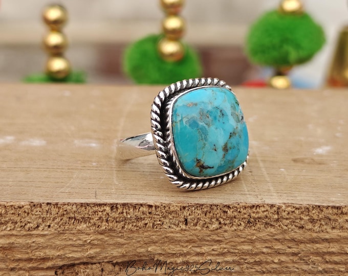 Kingman Turquoise Statement Ring / Natural Turquoise / Southwestern Ring/ Boho Ring / Statement ...