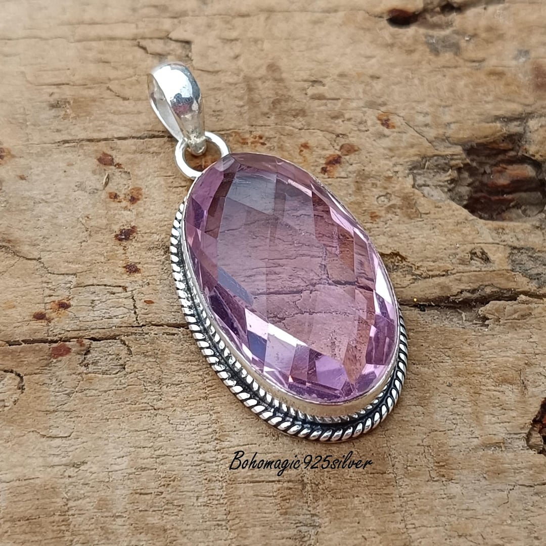 Gorgeous Rose Quartz Pendant/necklace, Sterling Silver Pendant, Quartz ...