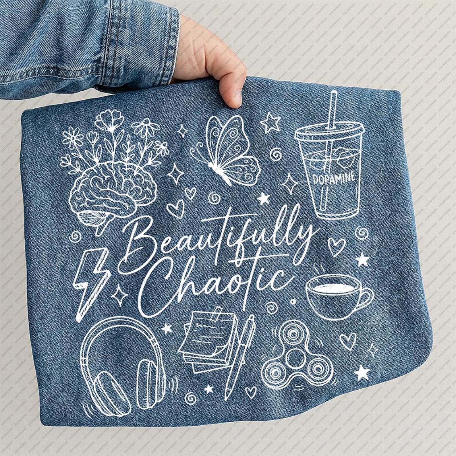 Beautifully Chaotic SVG ADHD Shirt Design Dopamine Coffee Brain PNG ...