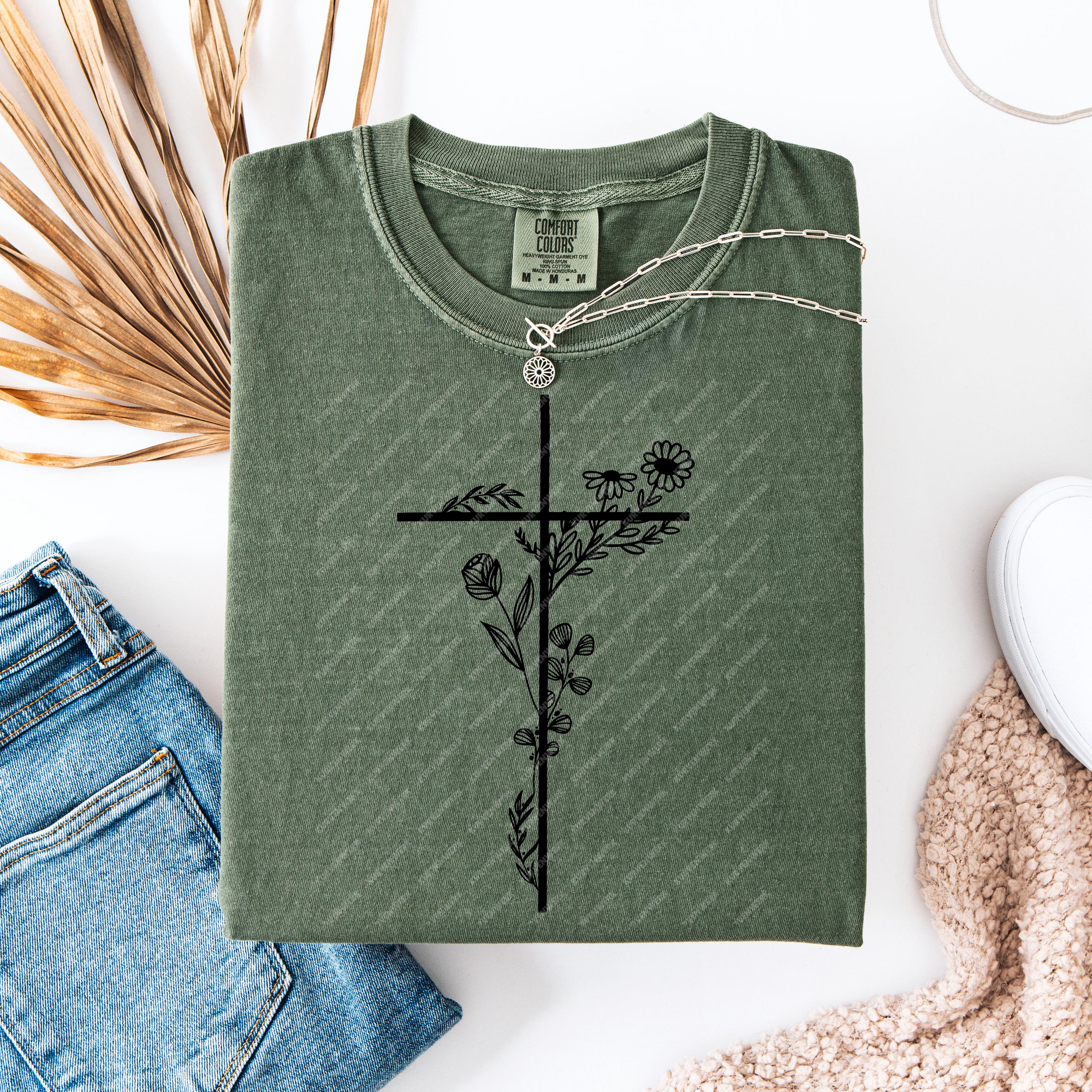 Floral Cross SVG, Christian Faith PNG, Minimalist Bible Verse Cross ...