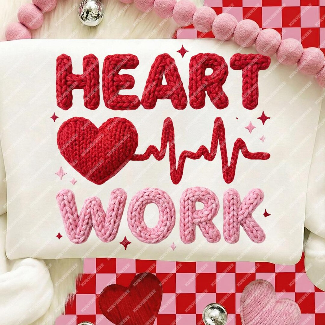 Faux Crochet Nurse PNG Heart Work Sublimation Design, Realistic Knitted ...