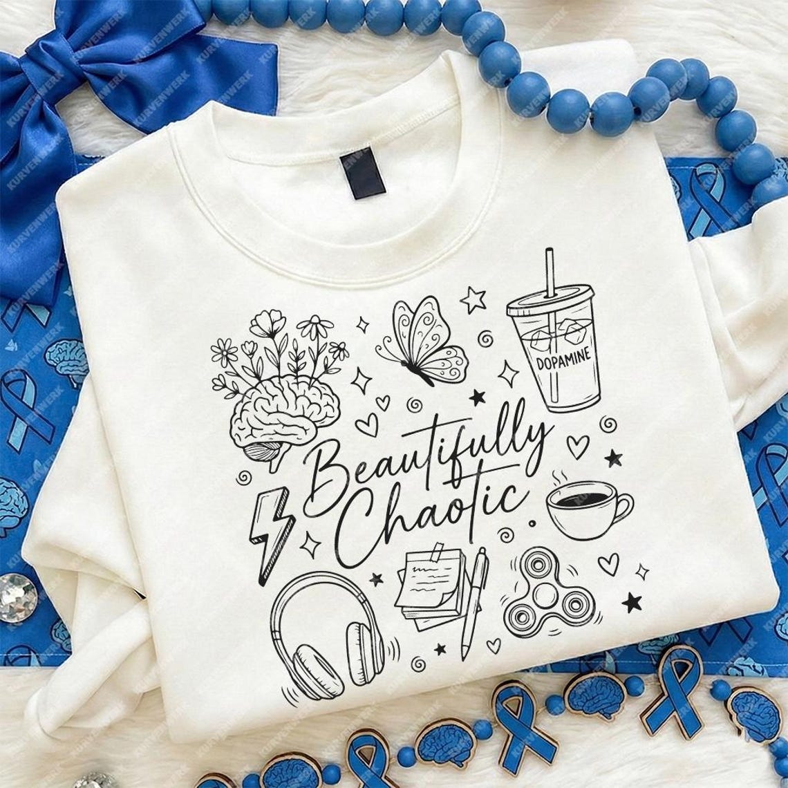 Beautifully Chaotic SVG ADHD Shirt Design Dopamine Coffee Brain PNG ...