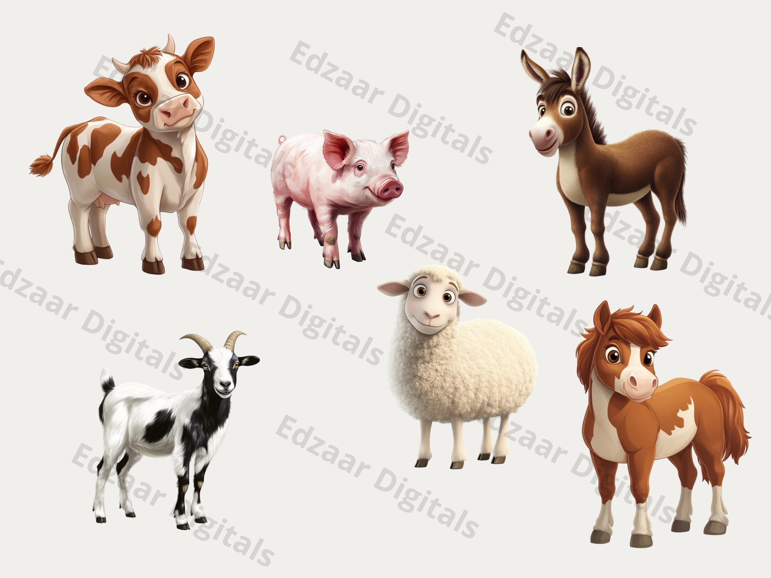 50 Farm Animals Clipart Bundle, Realistic 3D Design, 3D Clipart ...