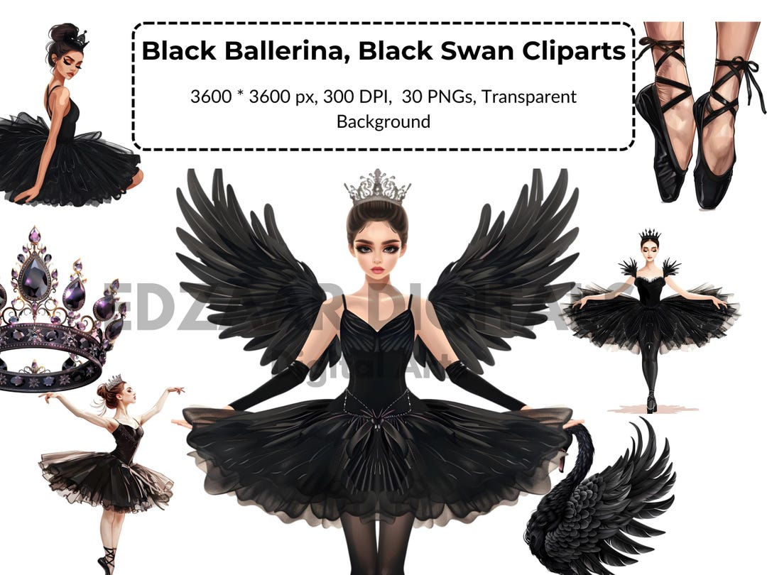 30 Black Ballerina Clipart, Realistic Ballet Art, Female Dance Graphics ...