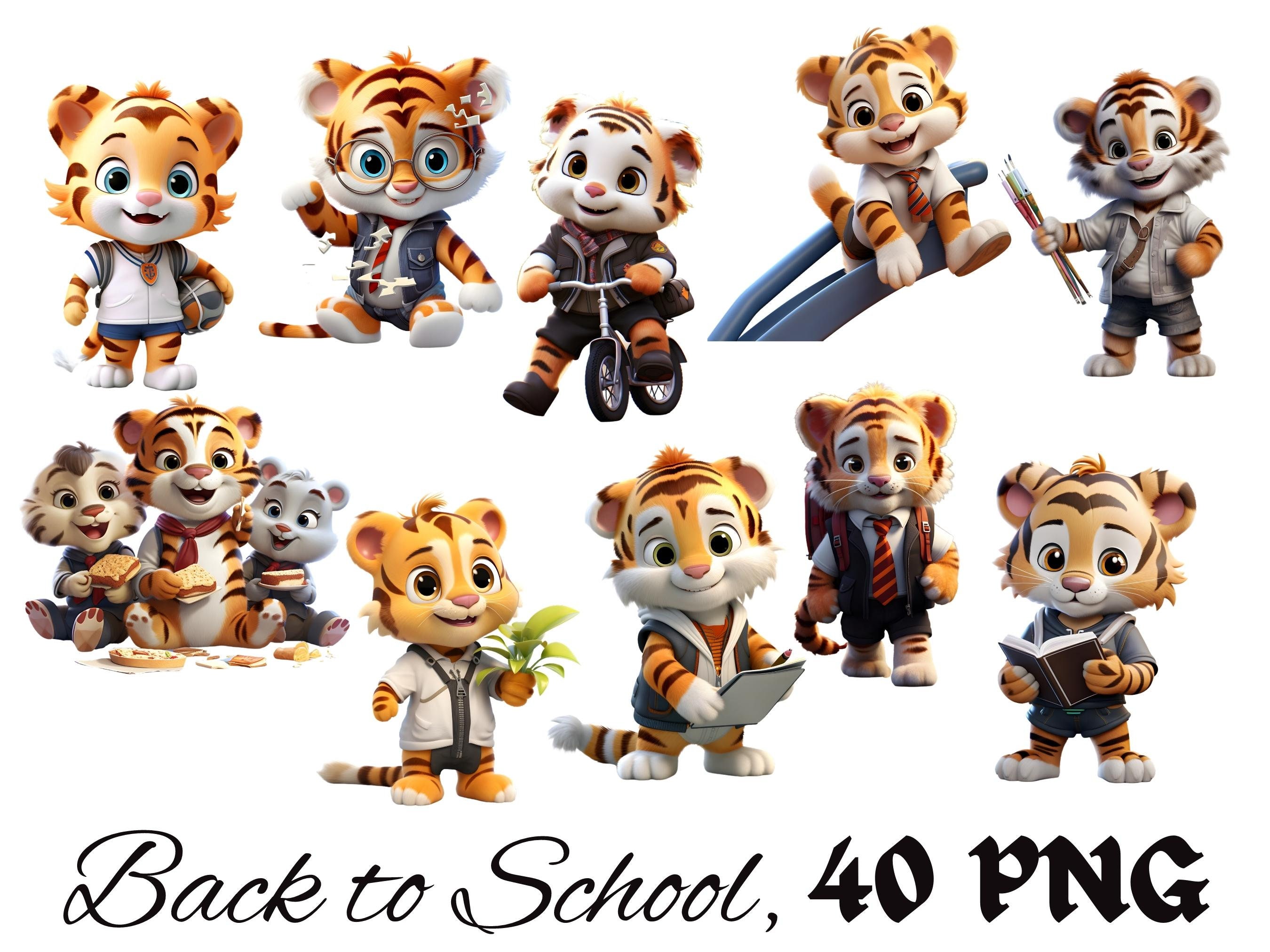 Back to School Svg Bundle Back to School Clipart Baby Tiger - Etsy