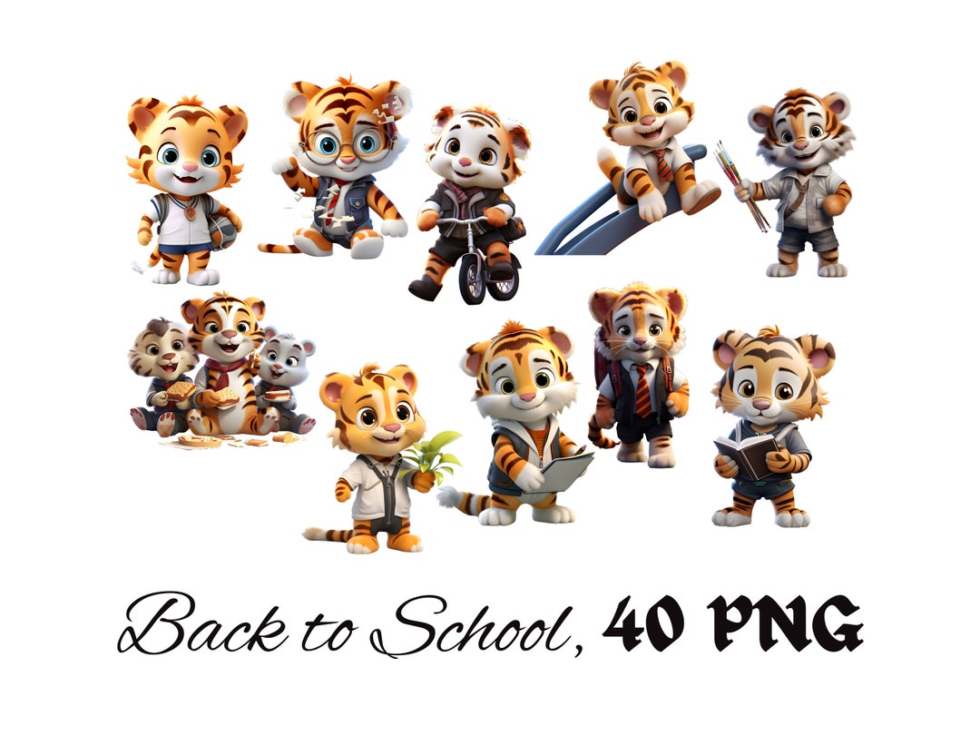 Back to School Svg Bundle, Back to School Clipart, Baby Tiger, School ...