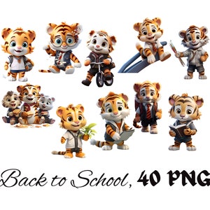 Back to School Svg Bundle, Back to School Clipart, Baby Tiger, School ...