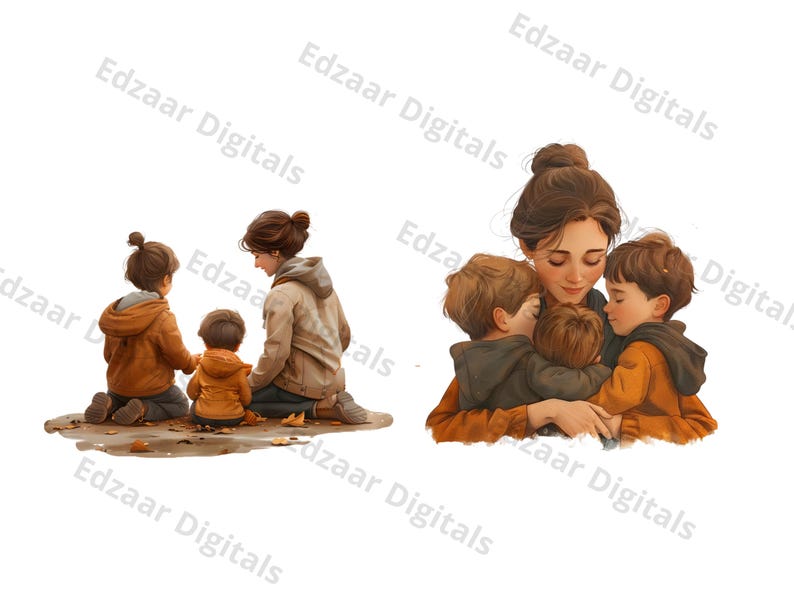 10 Mom and Kids Clipart, Family Illustration, Childcare Clip, Family ...