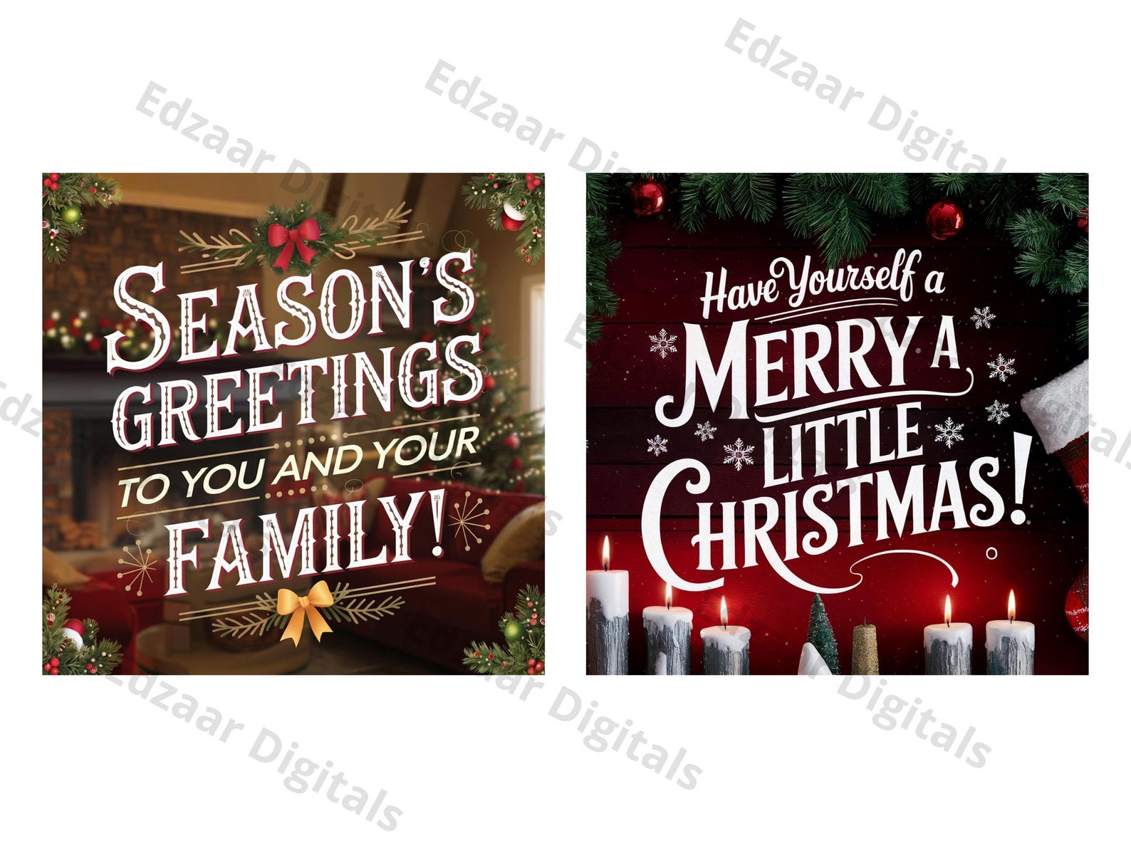 Christmas Greetings Clipart, 20 PNG, Card Making, Holiday Clipart ...