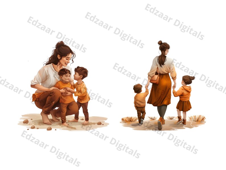 10 Mom and Kids Clipart, Family Illustration, Childcare Clip, Family ...