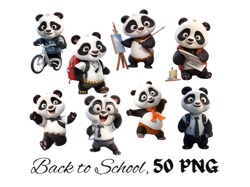 Back to School Svg Bundle, Back to School Clipart, Baby Panda, School ...
