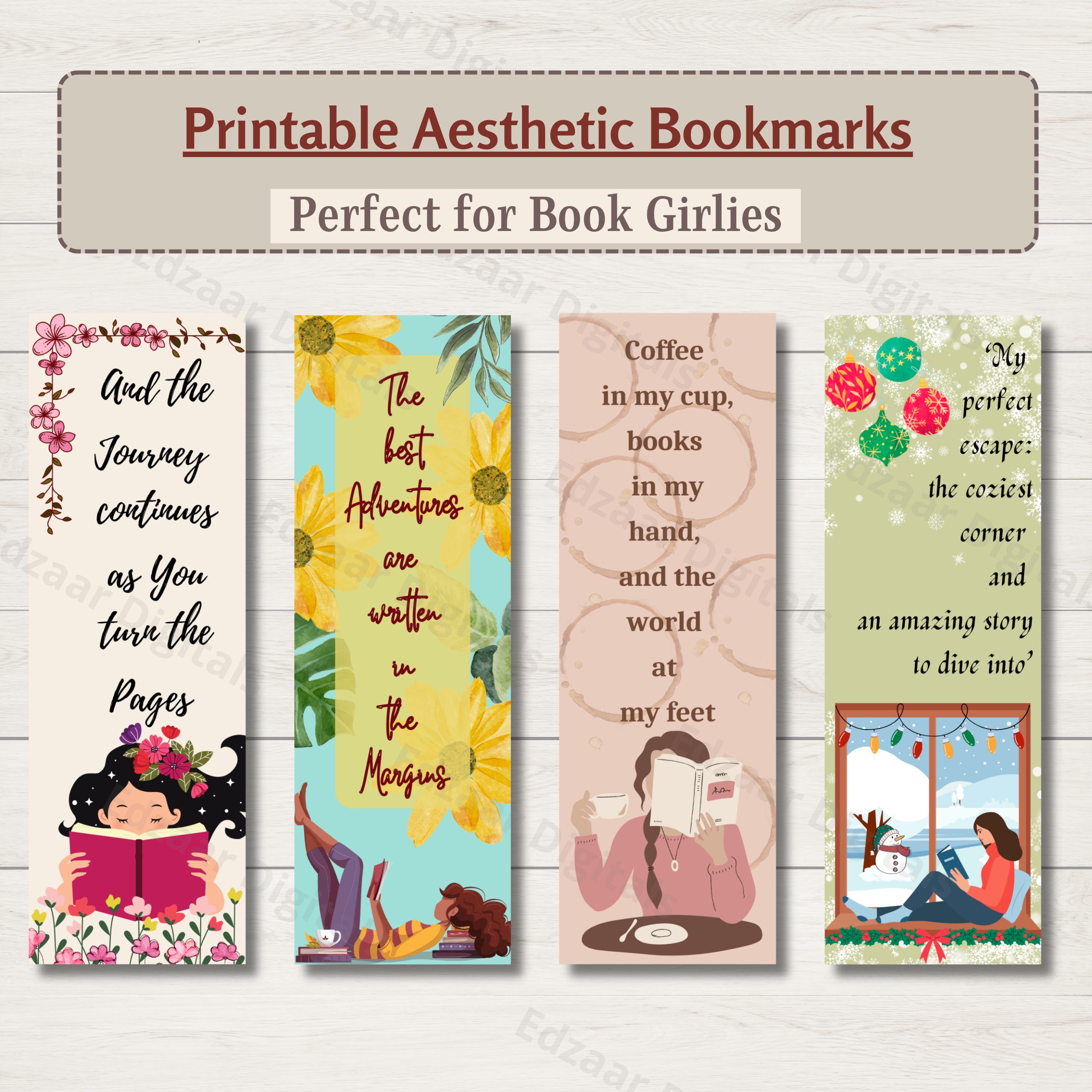 Printable Bookmarks for Book Girlies, Digital Bookmark Set, PDF & PNG ...
