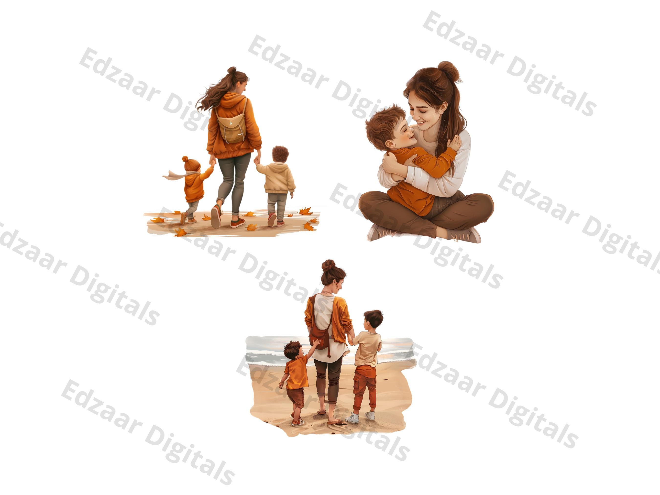 10 Mom and Kids Clipart, Family Illustration, Childcare Clip, Family ...