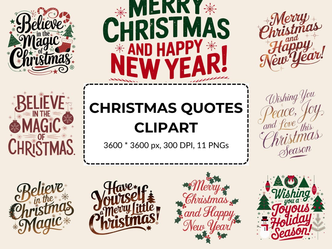 Christmas Quotes Clipart 11 PNG Christmas Typography Christmas Text ...