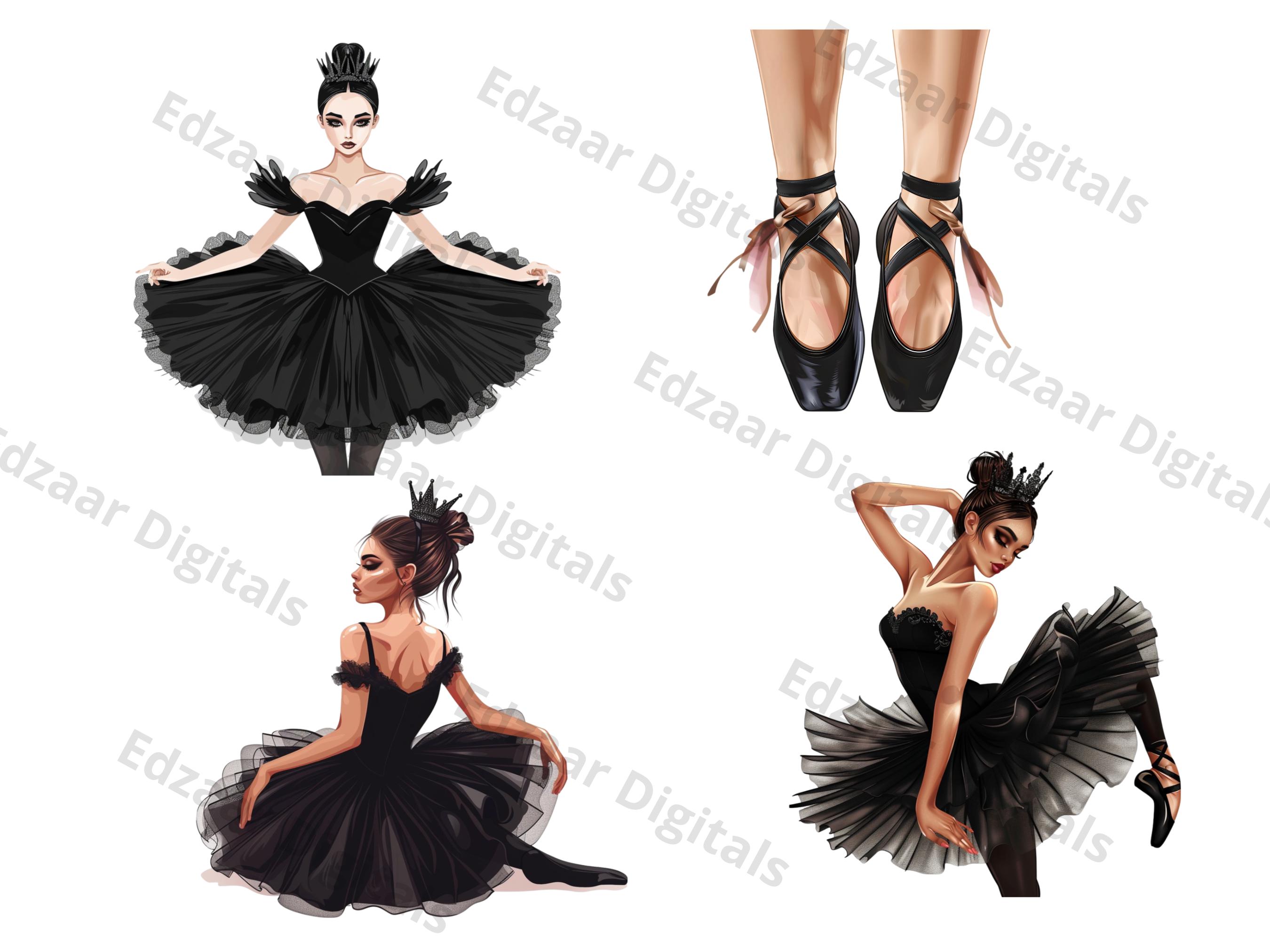 30 Black Ballerina Clipart, Realistic Ballet Art, Female Dance Graphics ...