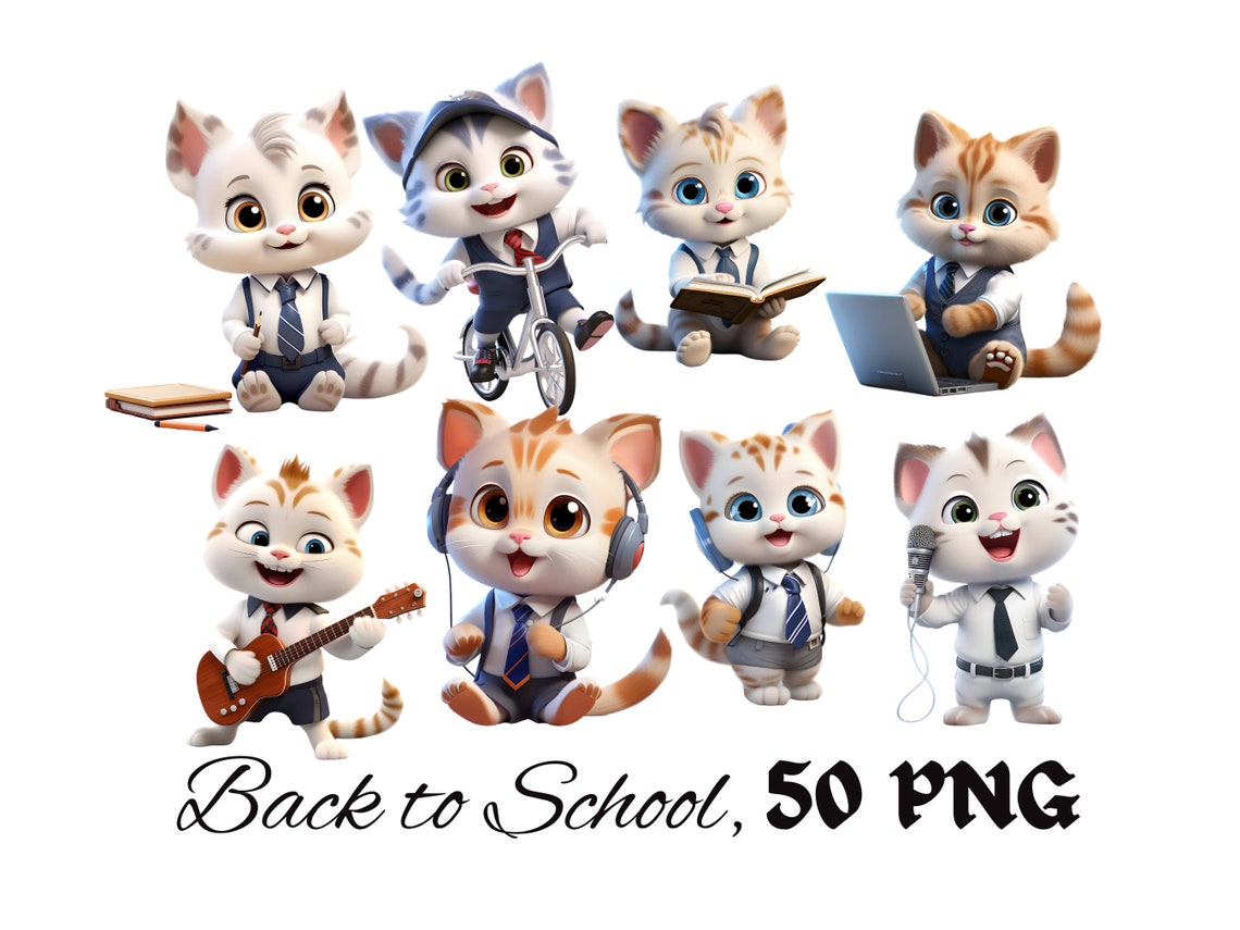 Back to School Svg Bundle, Back to School Clipart, Baby Cat, School ...
