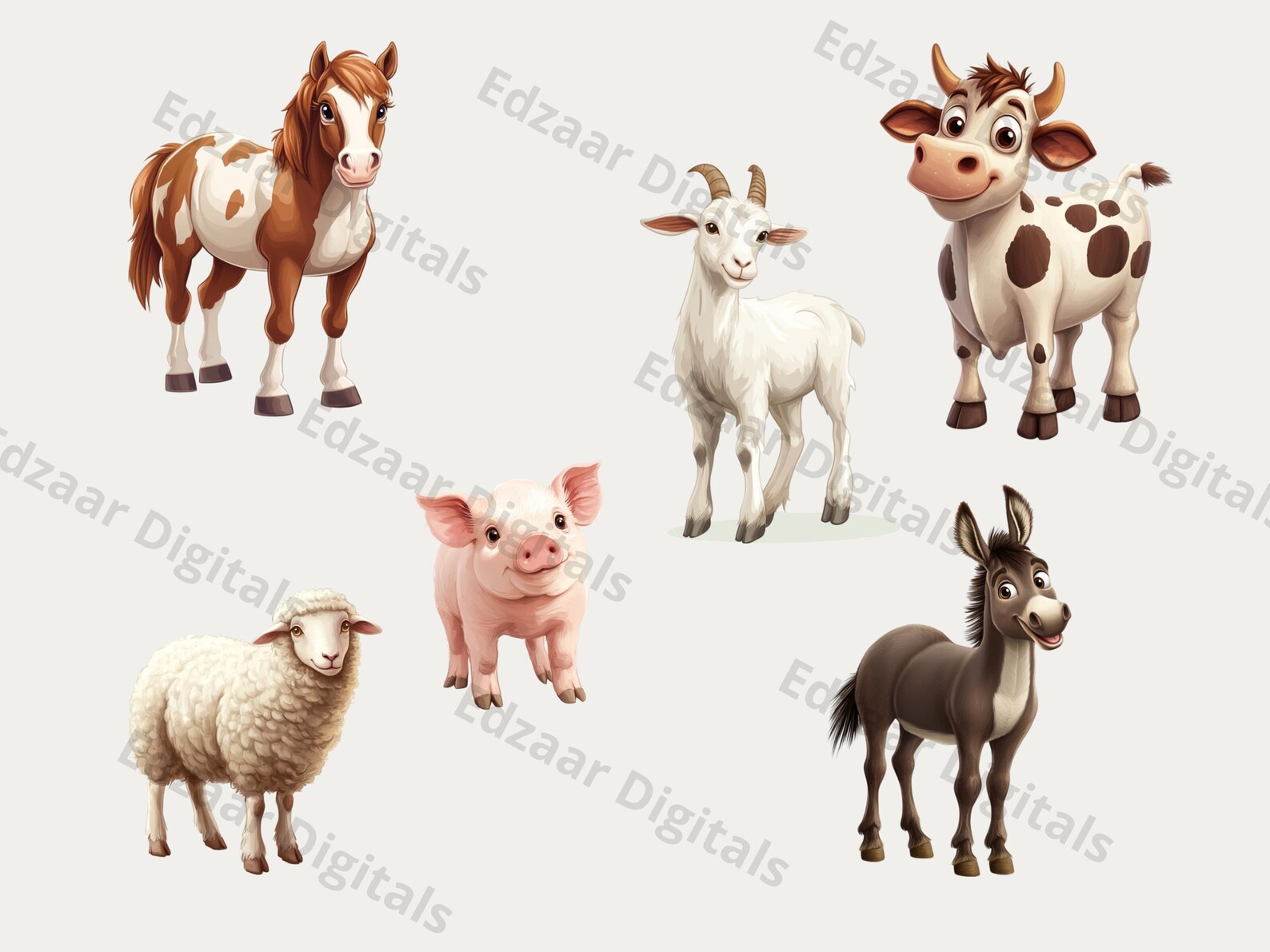 50 Farm Animals Clipart Bundle, Realistic 3D Design, 3D Clipart ...