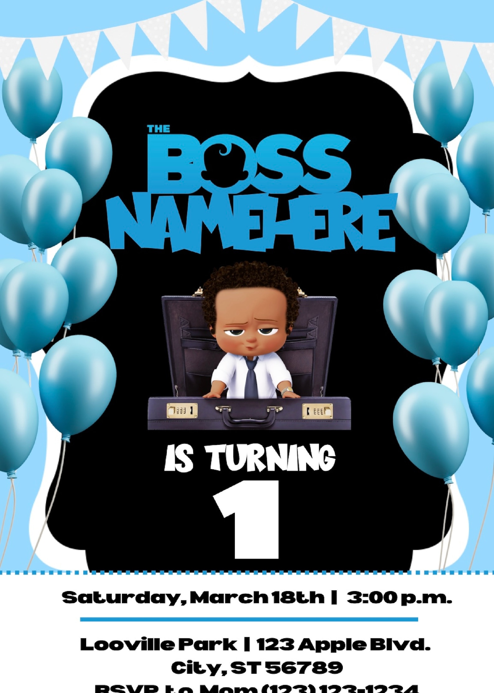 Editable Boss Baby Birthday Invitation | Canva | African American Boss ...