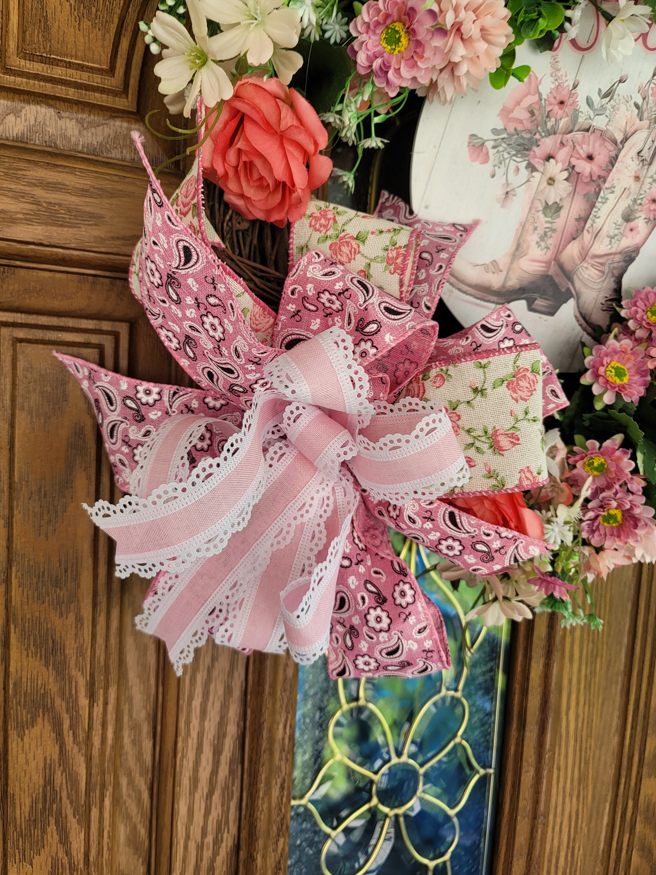 Grapevine Wreath, Pink Country Wreath, Farmhouse Grapevine Wreath ...