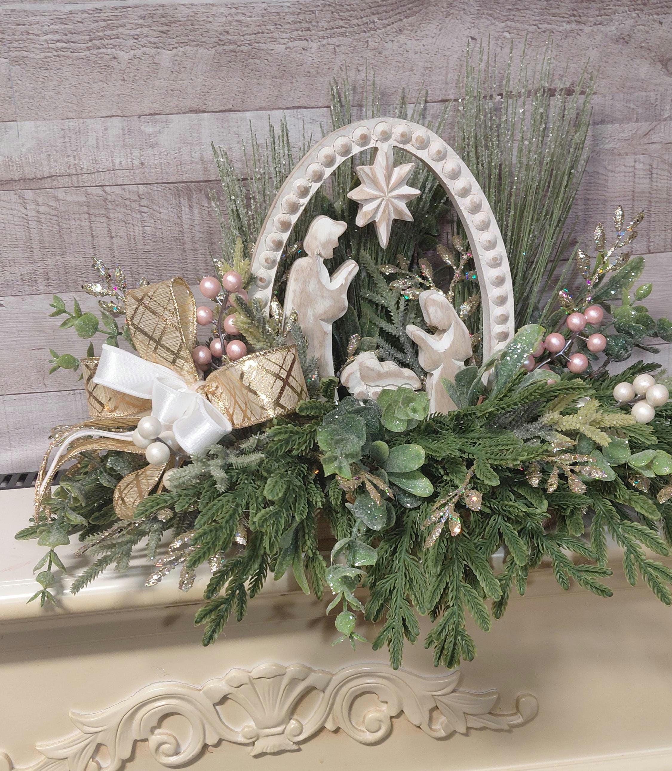 Nativity Christmas Centerpiece, Holiday Table Decoration, Religious ...