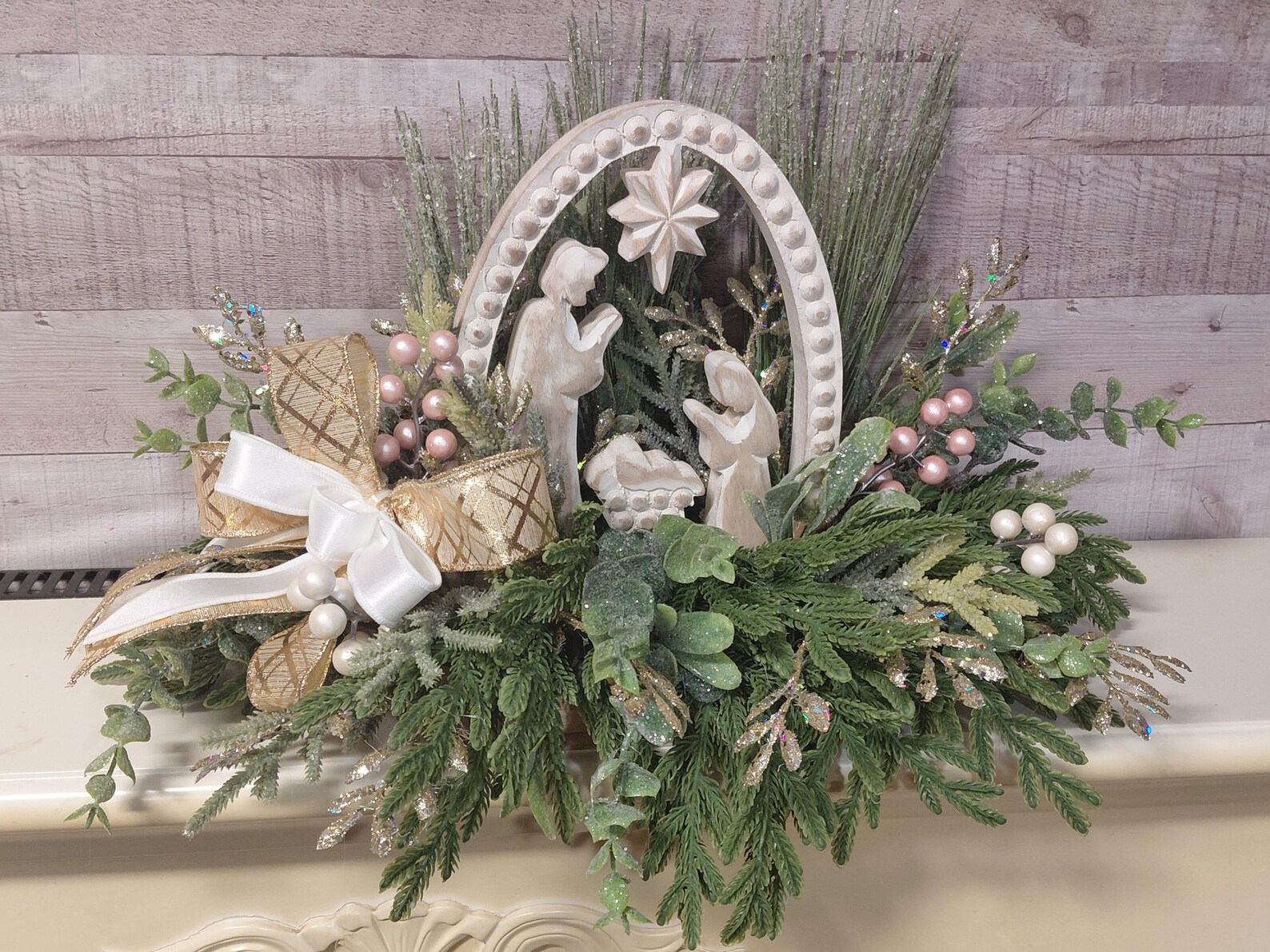 Nativity Christmas Centerpiece, Holiday Table Decoration, Religious ...