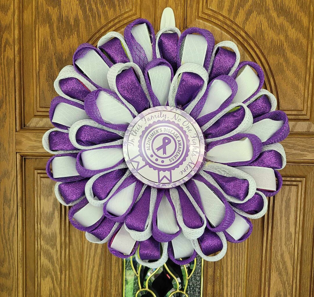 Alzheimer's Awareness Wreath, Alzheimer's Purple and White Wreath ...