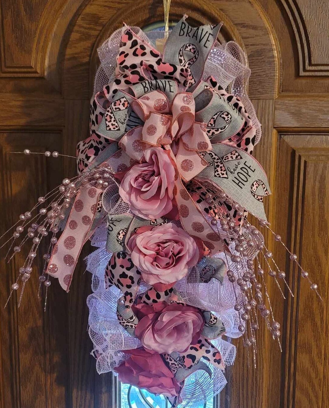 Breast Cancer Awareness Front Door Swag, Breast Cancer Home Decor ...