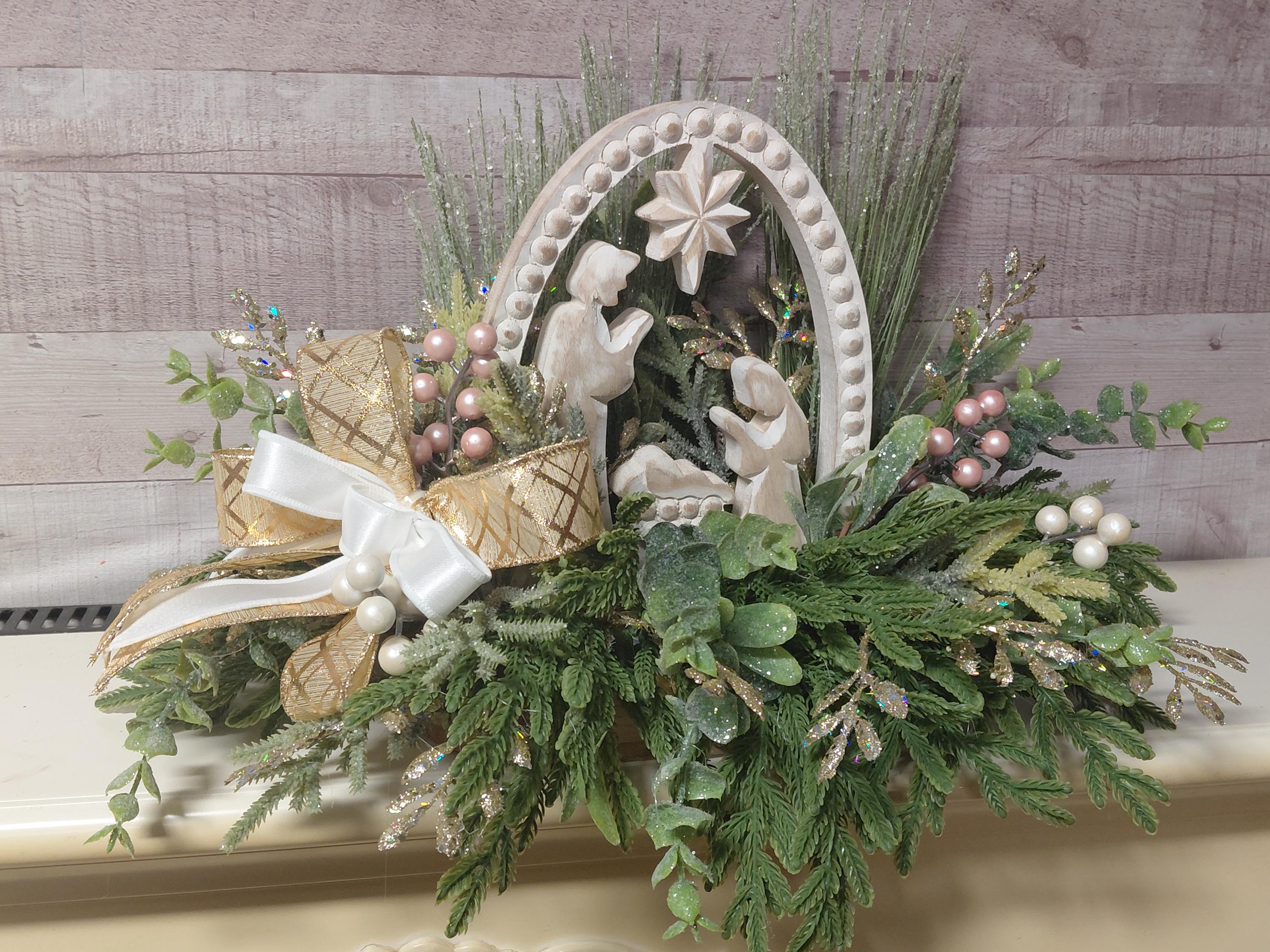 Nativity Christmas Centerpiece, Holiday Table Decoration, Religious ...