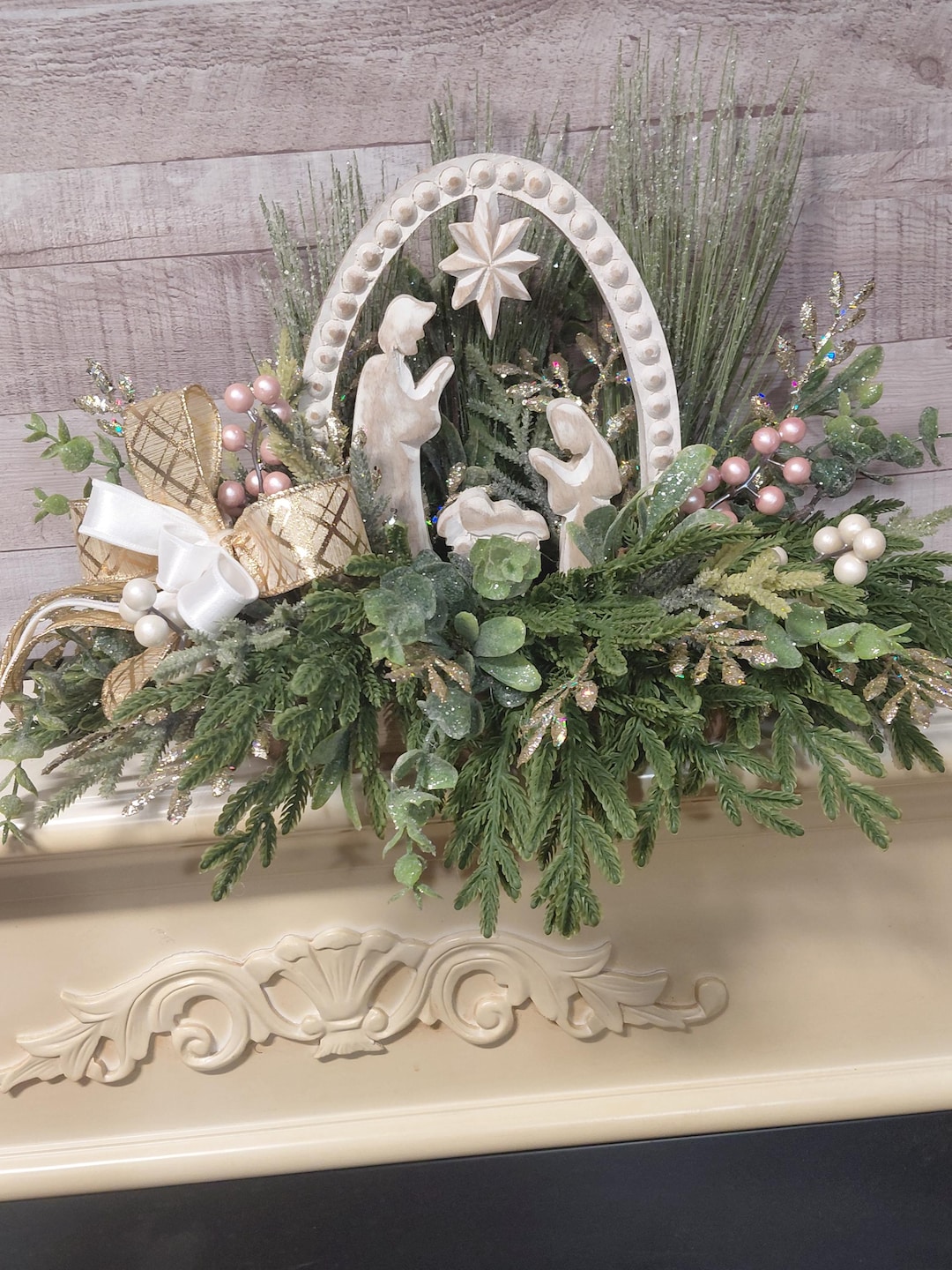 Nativity Christmas Centerpiece, Holiday Table Decoration, Religious ...